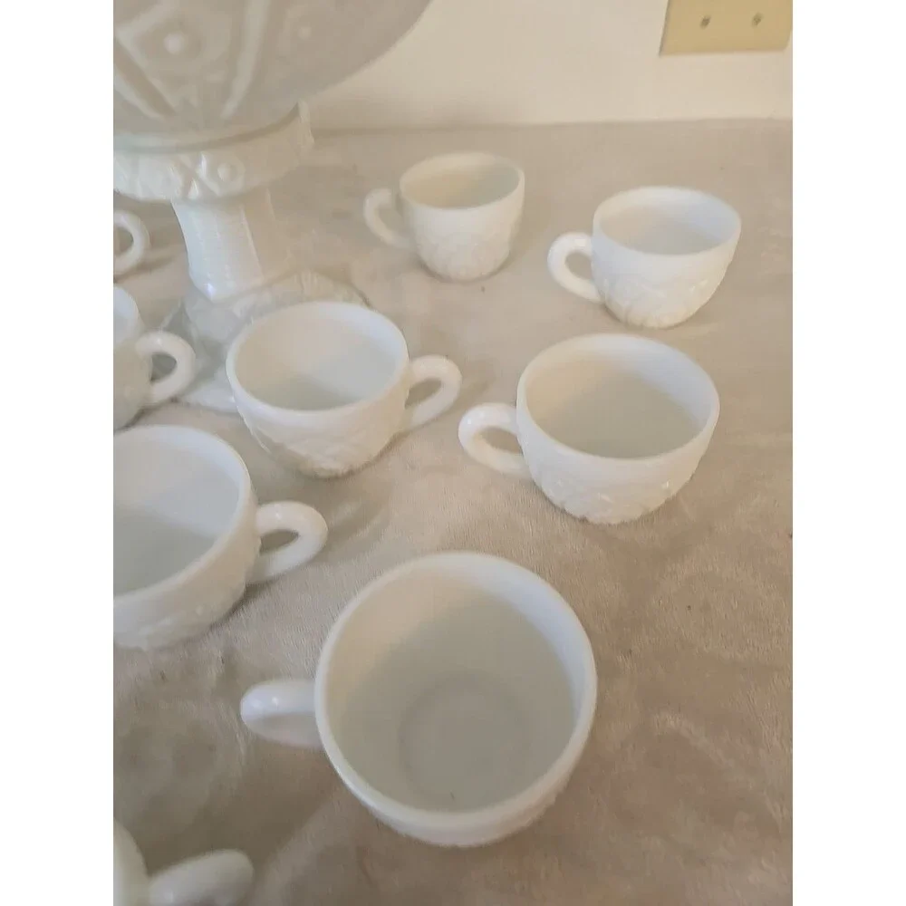 Mckee | Dining | Rare Vintage Mckee Milk Glass Pedestal Punch Bowl Set ...